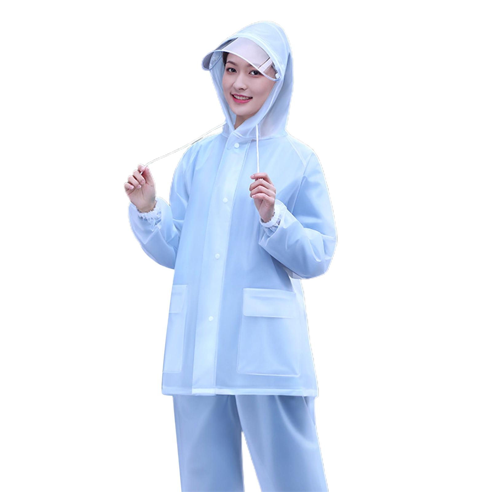 Frogued 1 Set Raincoat with Pockets Hooded Impermeable Thickened ...