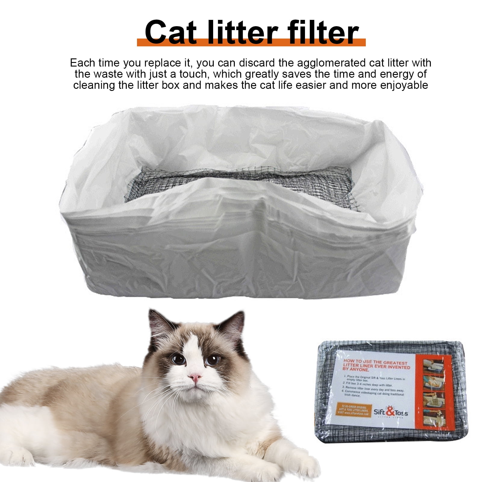 Frogued 10-Pack Cat Litter Box Liners Reusable Sifting Litter Box Liner ...