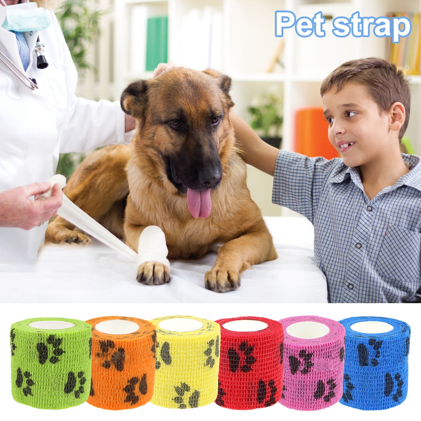 Frogued 12 Rolls Pet Straps Claw Pattern Self Adhesive Bandage Wraps ...