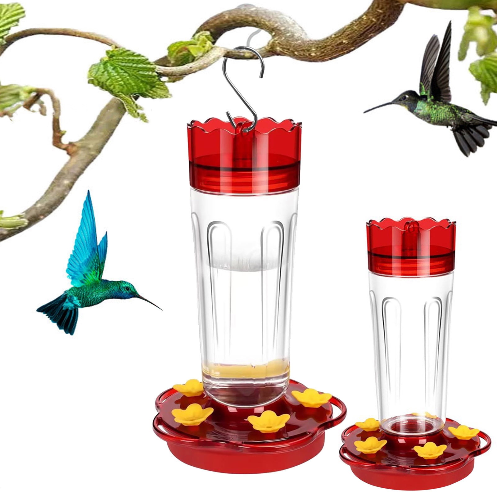 Frogued 1Pc/2Pcs 15 Oz Plastic Hummingbird Feeder Outdoor Hanging ...