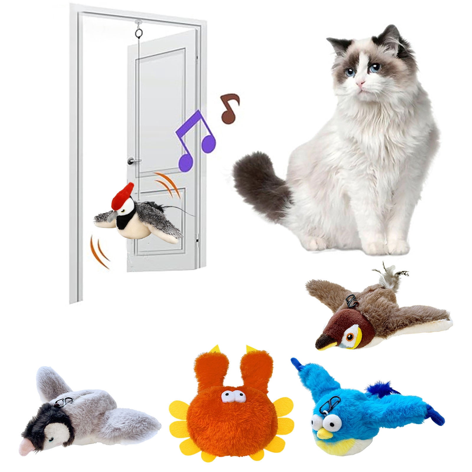 Frogued 1Pc/2Pcs Interactive Chirping Bird Cat Toy Electric Simulation ...