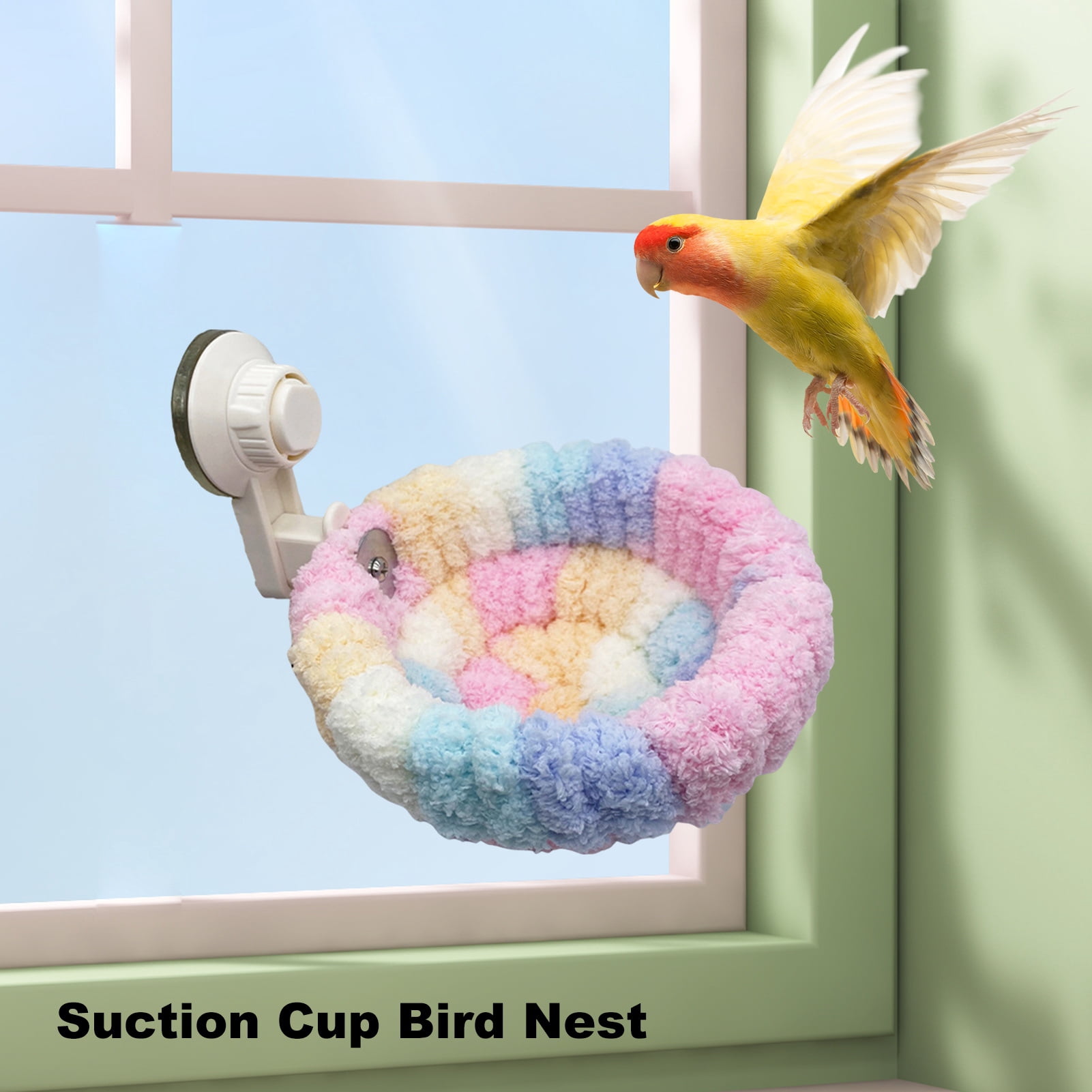 Frogued 2-in-1 Bird Nest Coral Velvet Warm Nest with Removable Suction ...