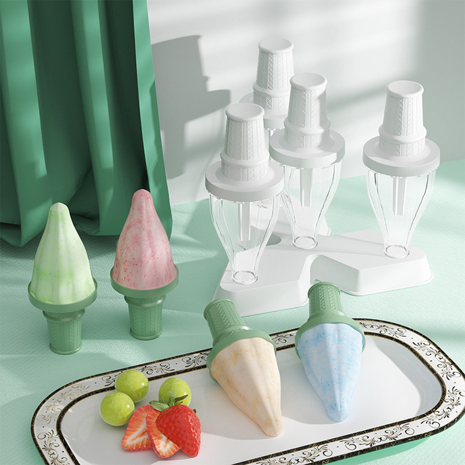 Frogued 4Pcs Ice Cream Molds Cone Shape Popsicle Stick Food Grade Non ...