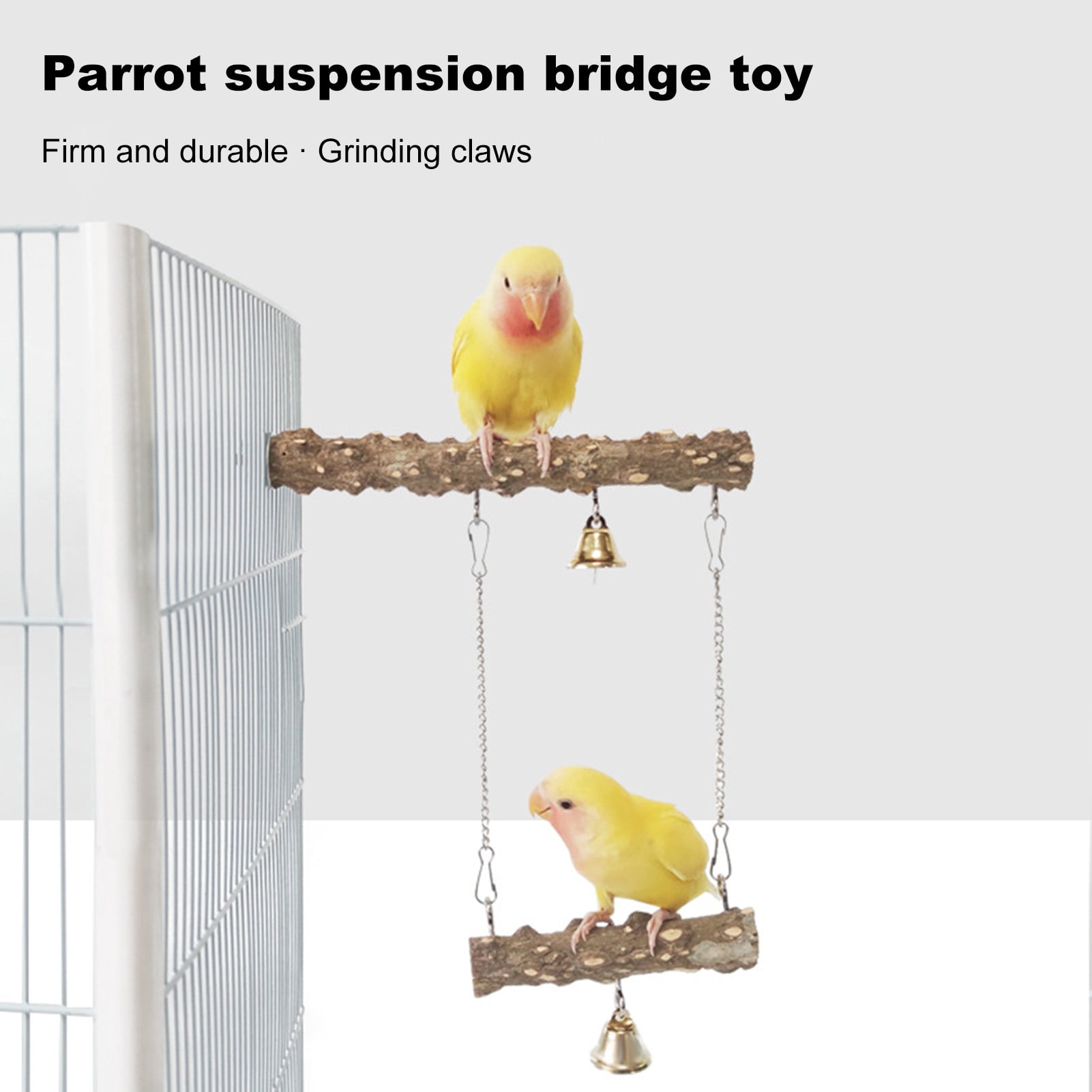 Frogued Bird Perch Natural Wood Birds Stand Branch Parrot Climbing Toy ...
