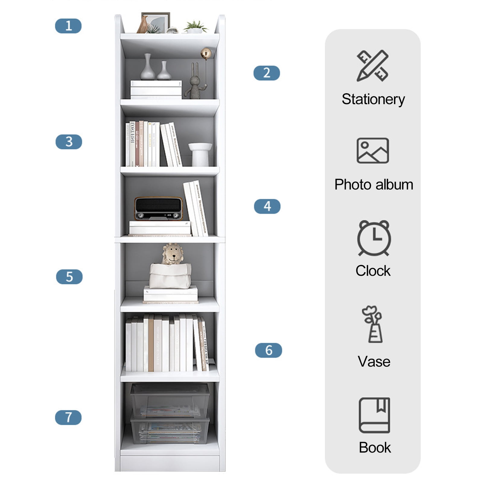 Frogued Bookcase for Tall Narrow Corner Storage, 70.9 Inch Floor ...