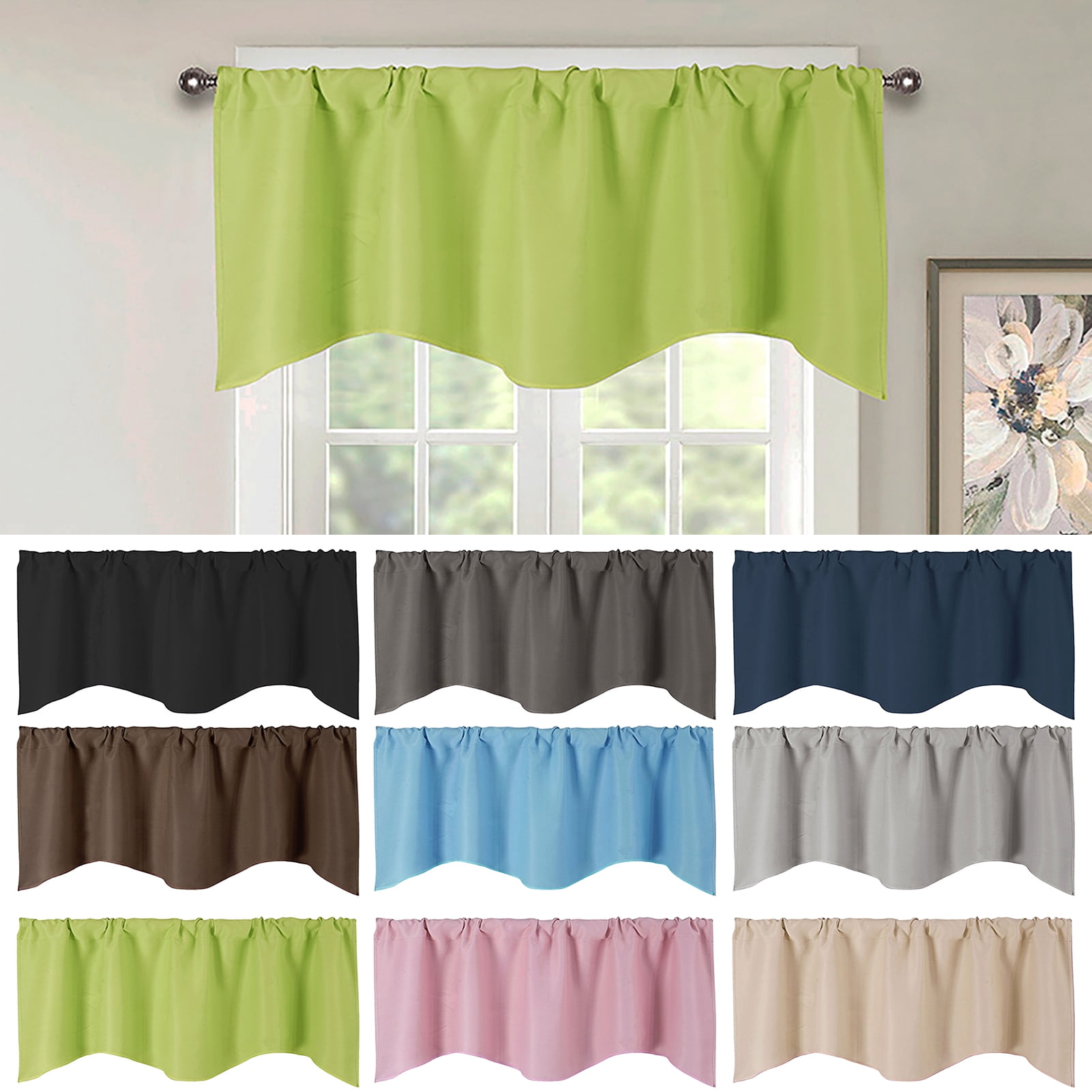 Frogued Contemporary Beige Short Kitchen Curtains, 52 x 18 In - Walmart.com