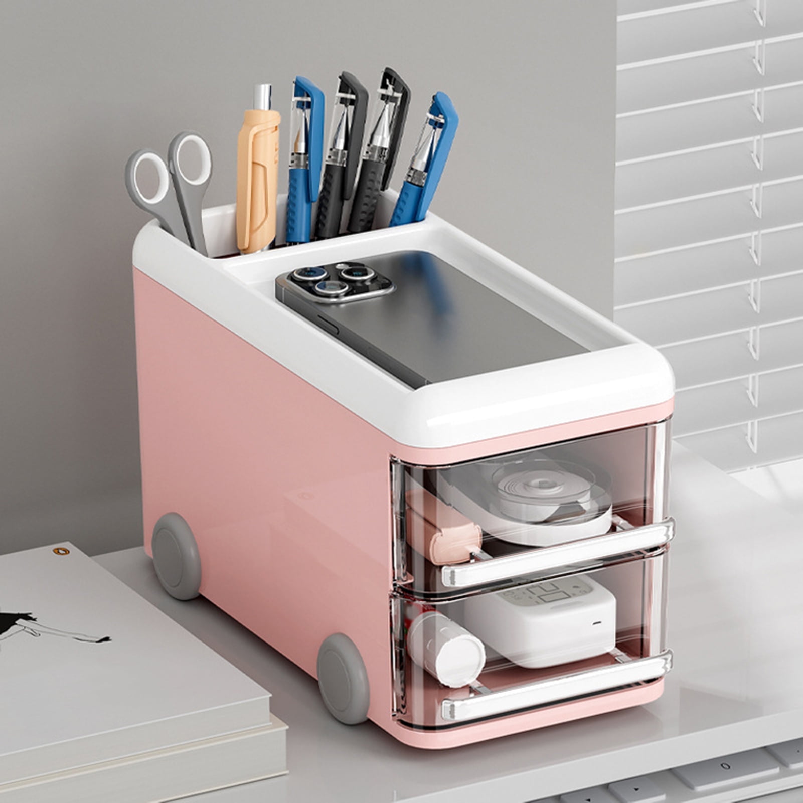 Frogued Desktop Storage Box Pull-out Clear Drawer Large Capacity Cute ...