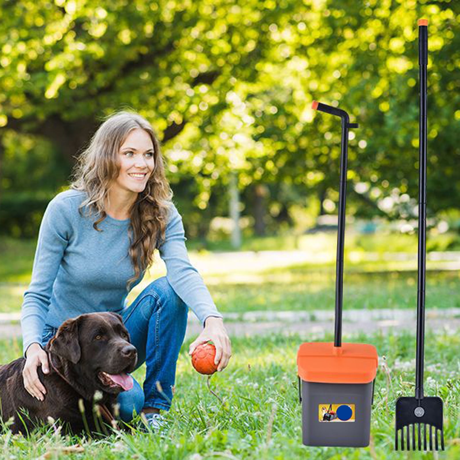 Frogued Dog Pooper Scooper Long Handle Swivel Bin And Rake Pooper ...