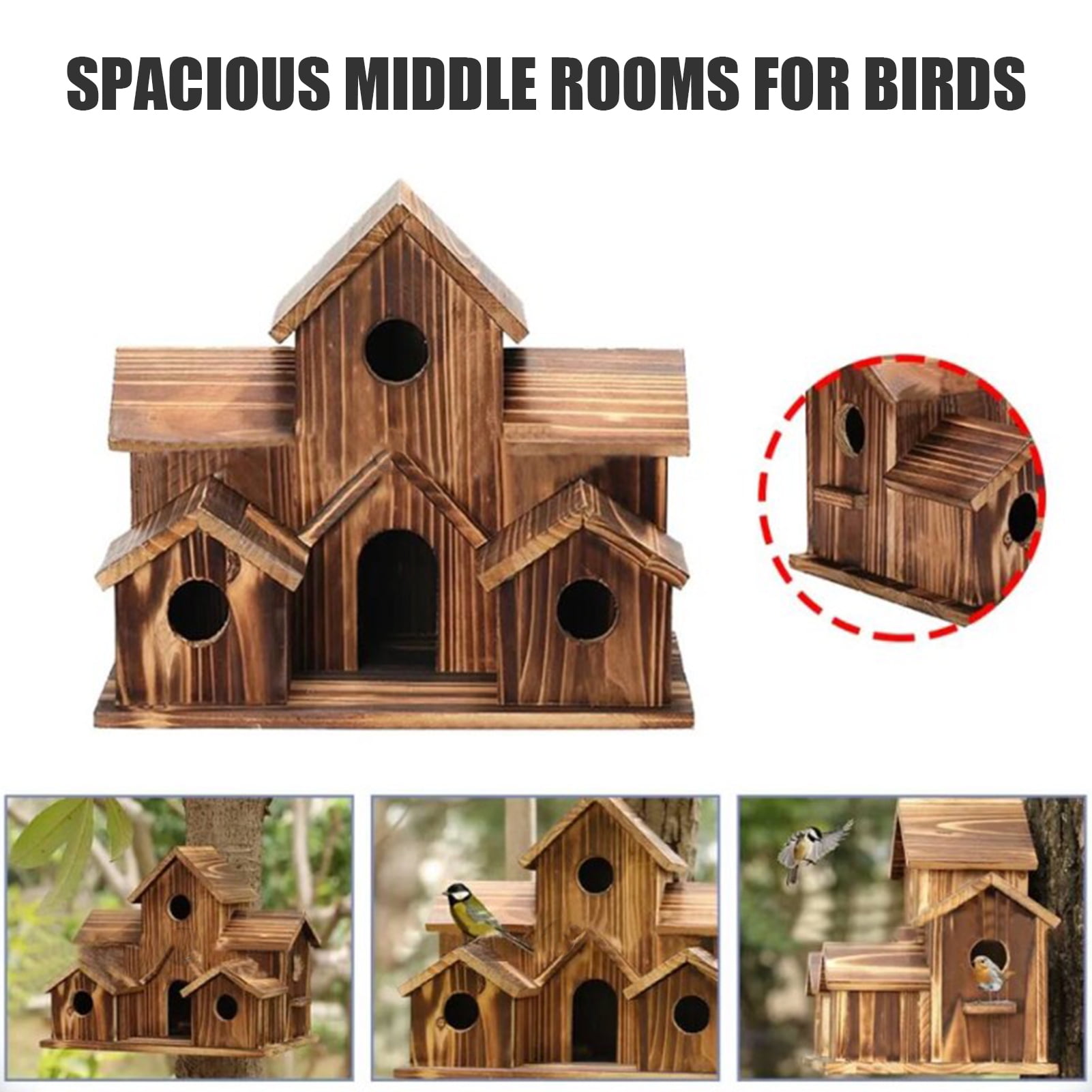 Frogued Hummingbird House Wooden Hummingbird Nest Feeder Handmade ...