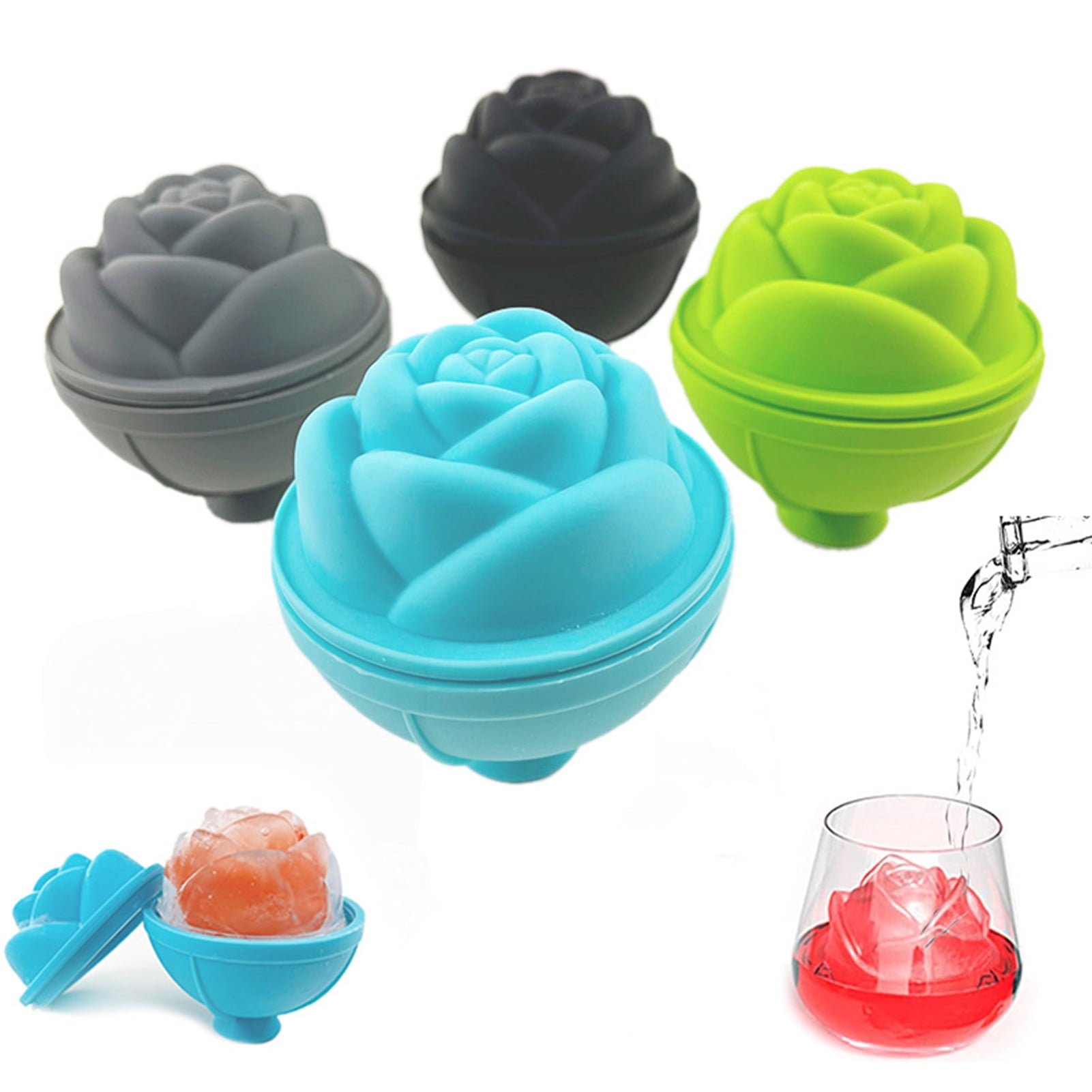 Frogued Ice Making Mold Rose Shape Easy Demoulding Non-Stick Silicone ...