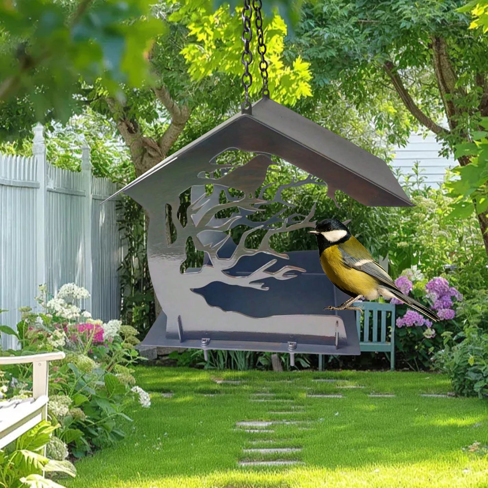 Frogued Metal Birds Feeder House for Outdoors Squirrel Proof Wildwirds ...