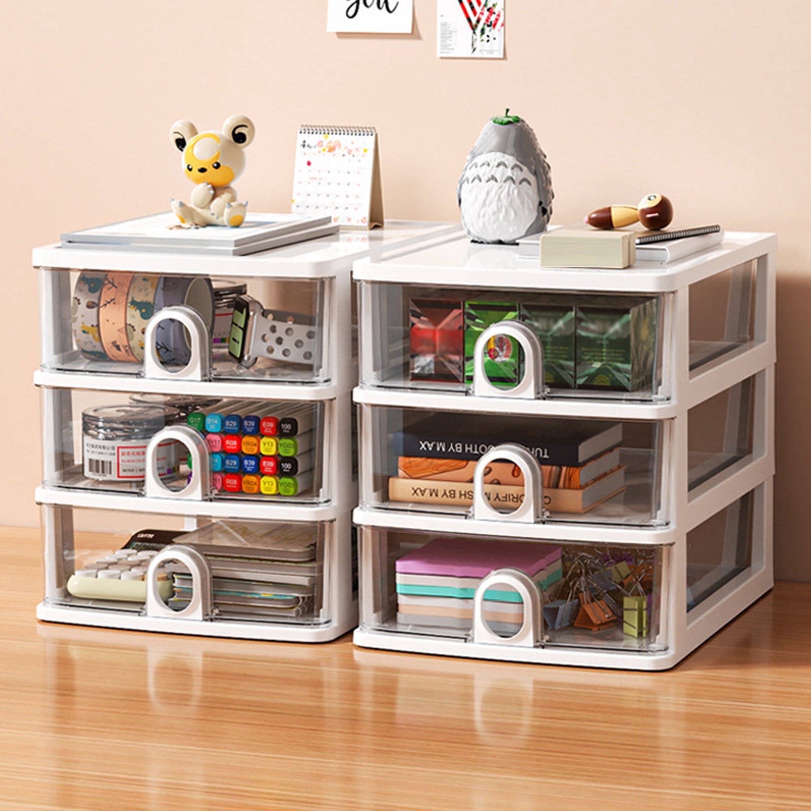Frogued Multi Layer Large Capacity Office Storage Box with Handle Desk ...
