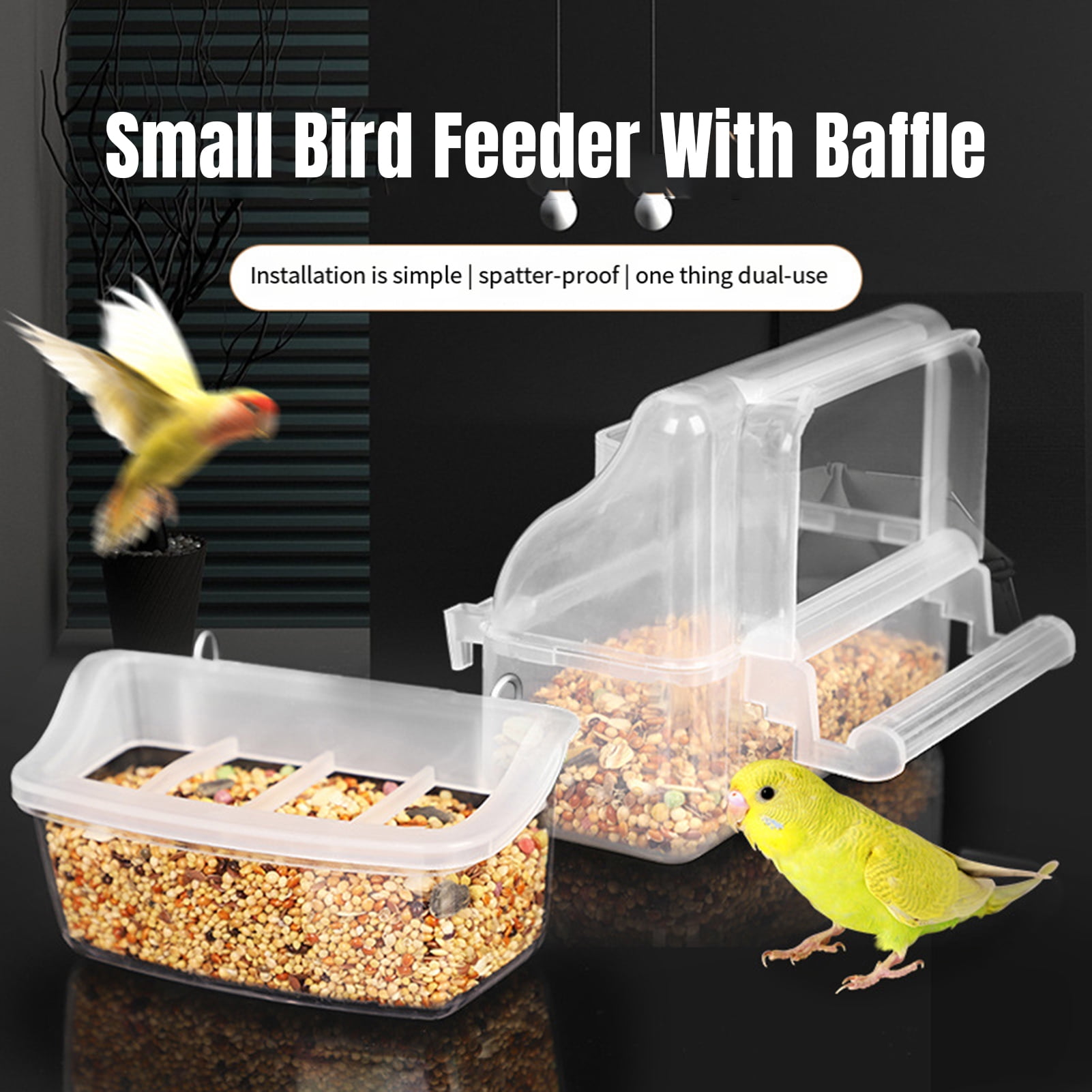 Frogued Parrot Feeder Drinker Bird Food Box Hanging Bowl Transparent ...