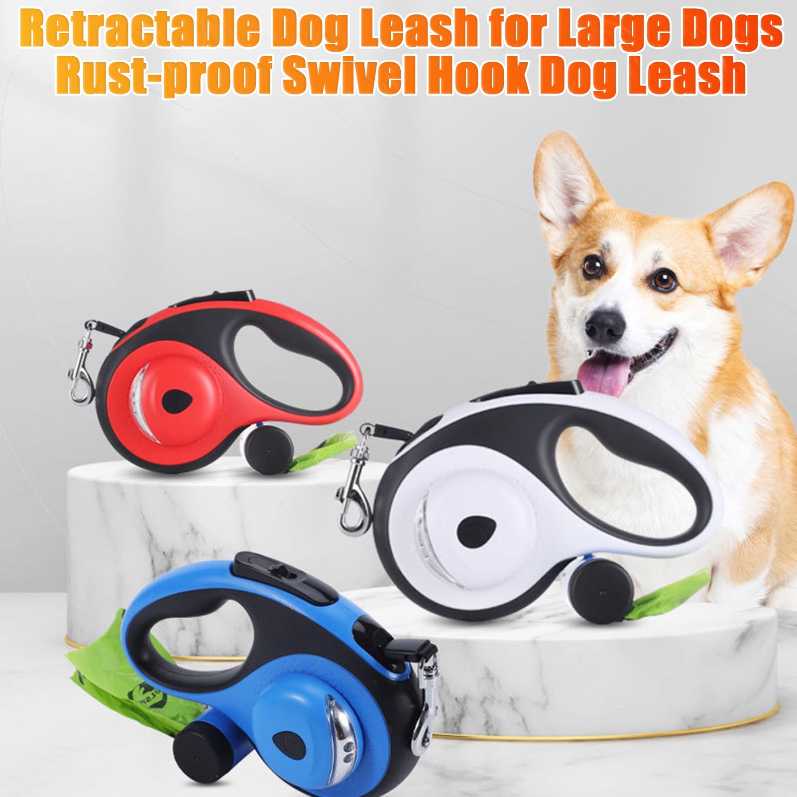 Frogued Retractable Dog Leash with LED Light Heavy Duty Pet Walking ...