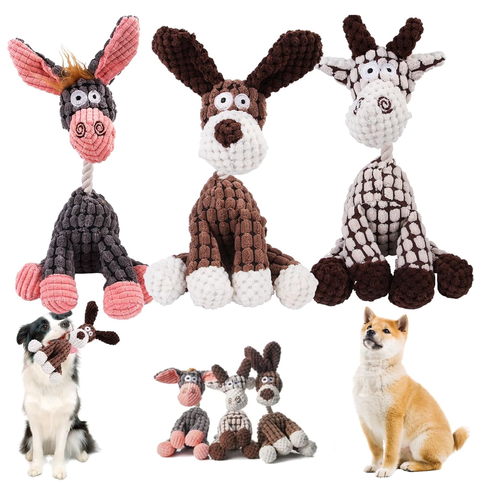 Frogued Squeaky Plush Dog Toy Interactive Stuffed Animal Toy Plush ...