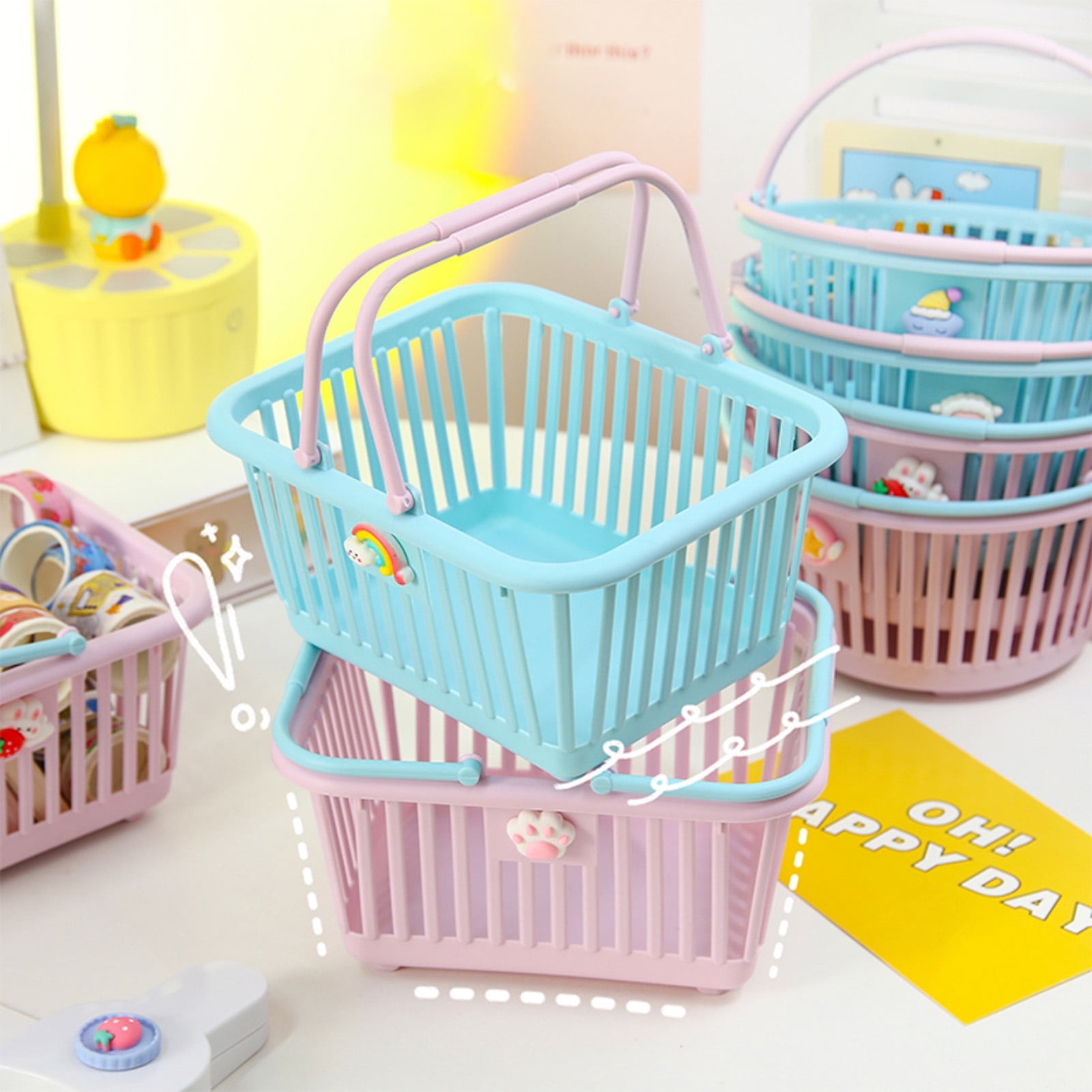 Frogued Storage Basket Folding Handle Hollow Design Strong Load-bearing ...