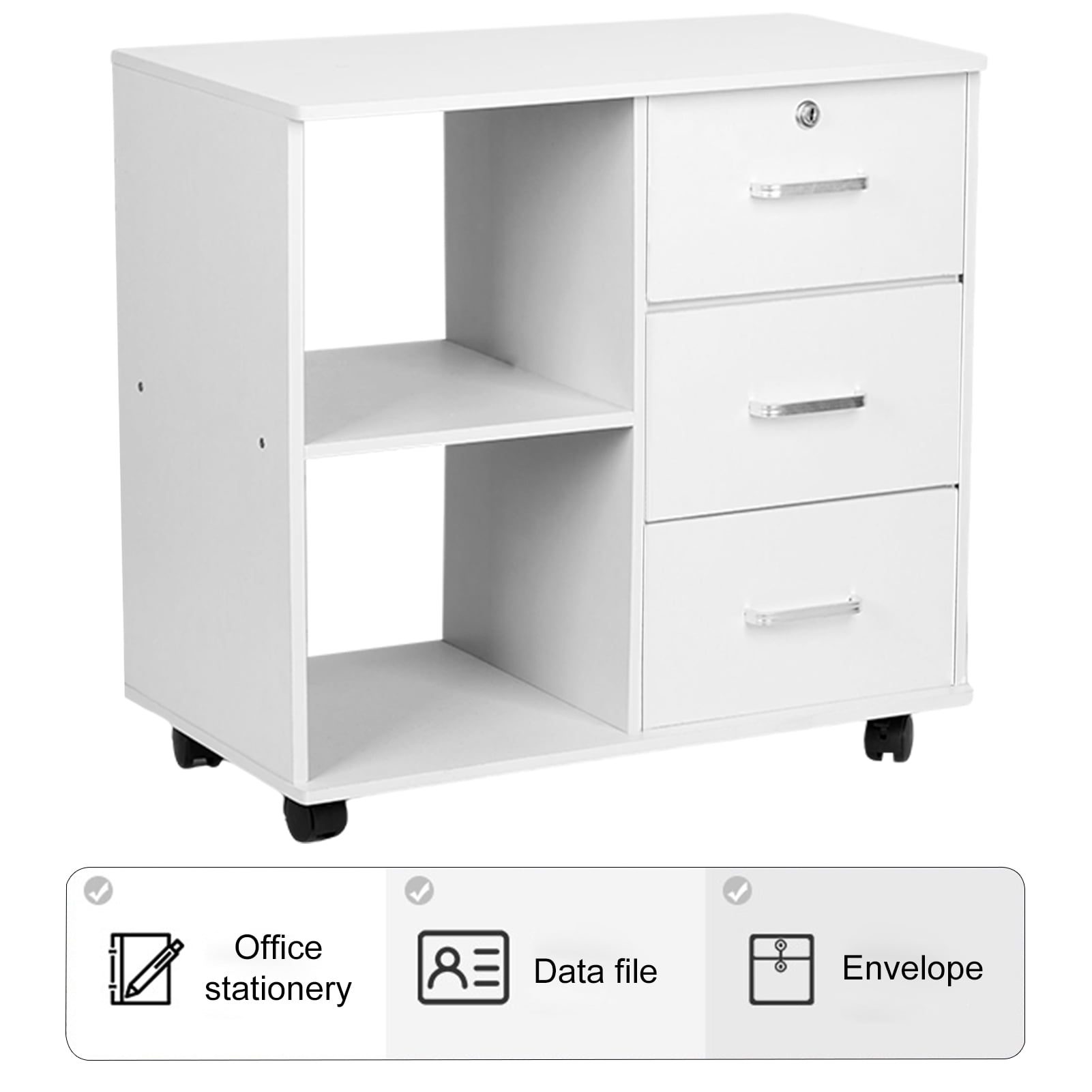 Frogued Storage Cabinet, 3 Drawers & 2 Large Open Storage Shelves ...