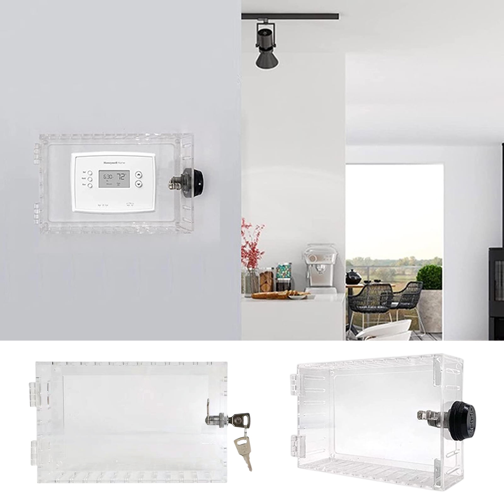 Frogued Thermostat Lock Box with Key Punch-free Large Size Transparent ...