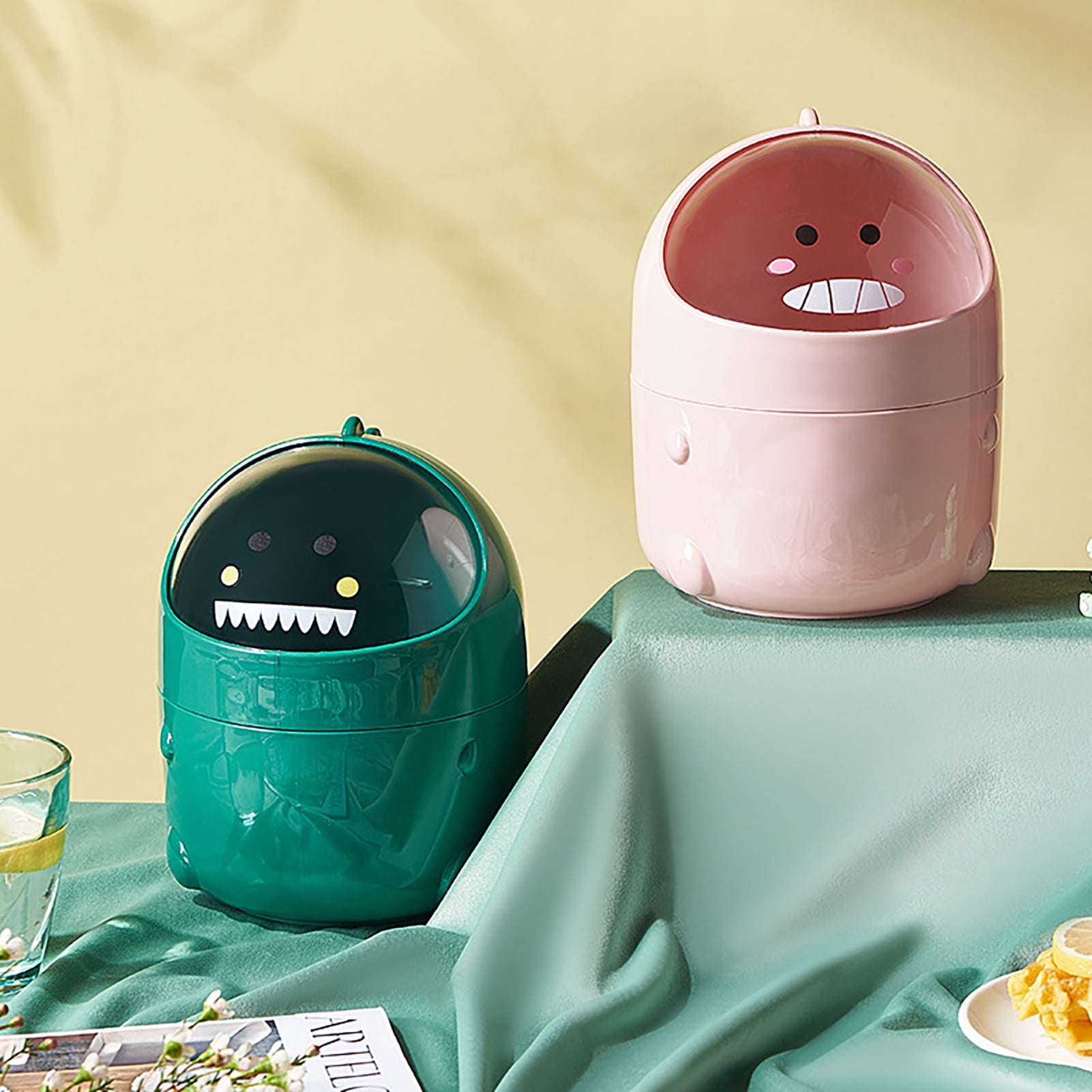 Frogued Waste Bin Lidded Multi use Plastic Lovely Desktop Top Small ...