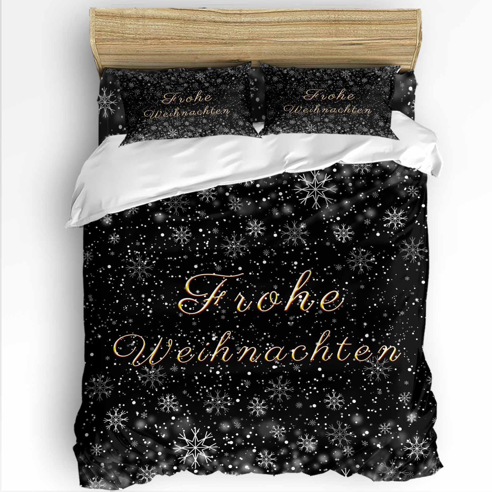 Frohe Weihnachten Full Size Comforter Set, German Christmas Snowflakes ...