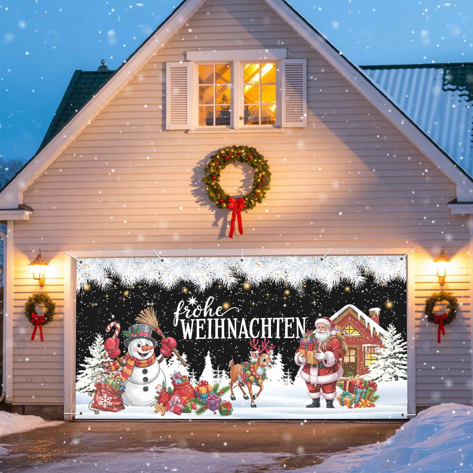 Frohe Weihnachten Garage Door Banner Covers, Christmas Winter Santa ...