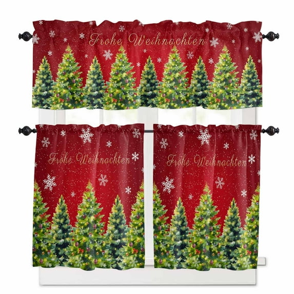 Frohe Weihnachten Kitchen Curtains Valances and Tiers Set of 3 ...