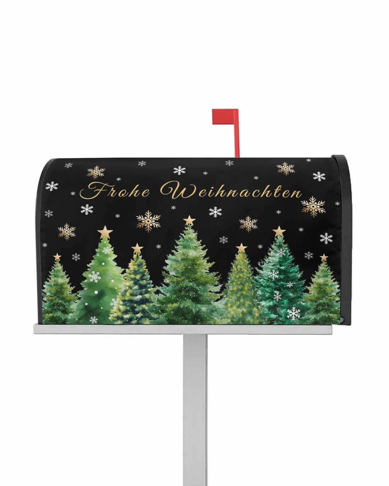 Frohe Weihnachten Mailbox Cover, Christmas Tree Snowflake Winter Black ...