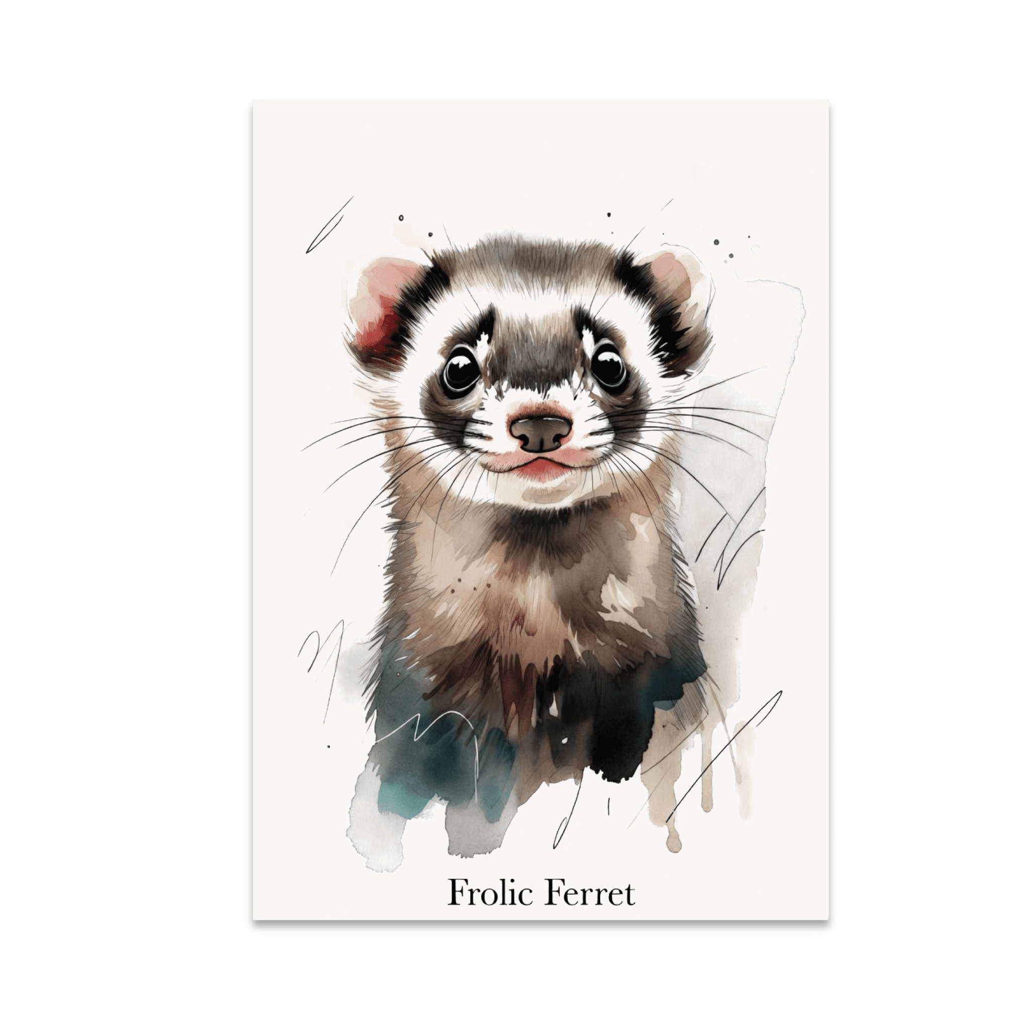 Frolic Ferret Watercolor Wall Art - Pet Lover - 13x19 Poster Print ...