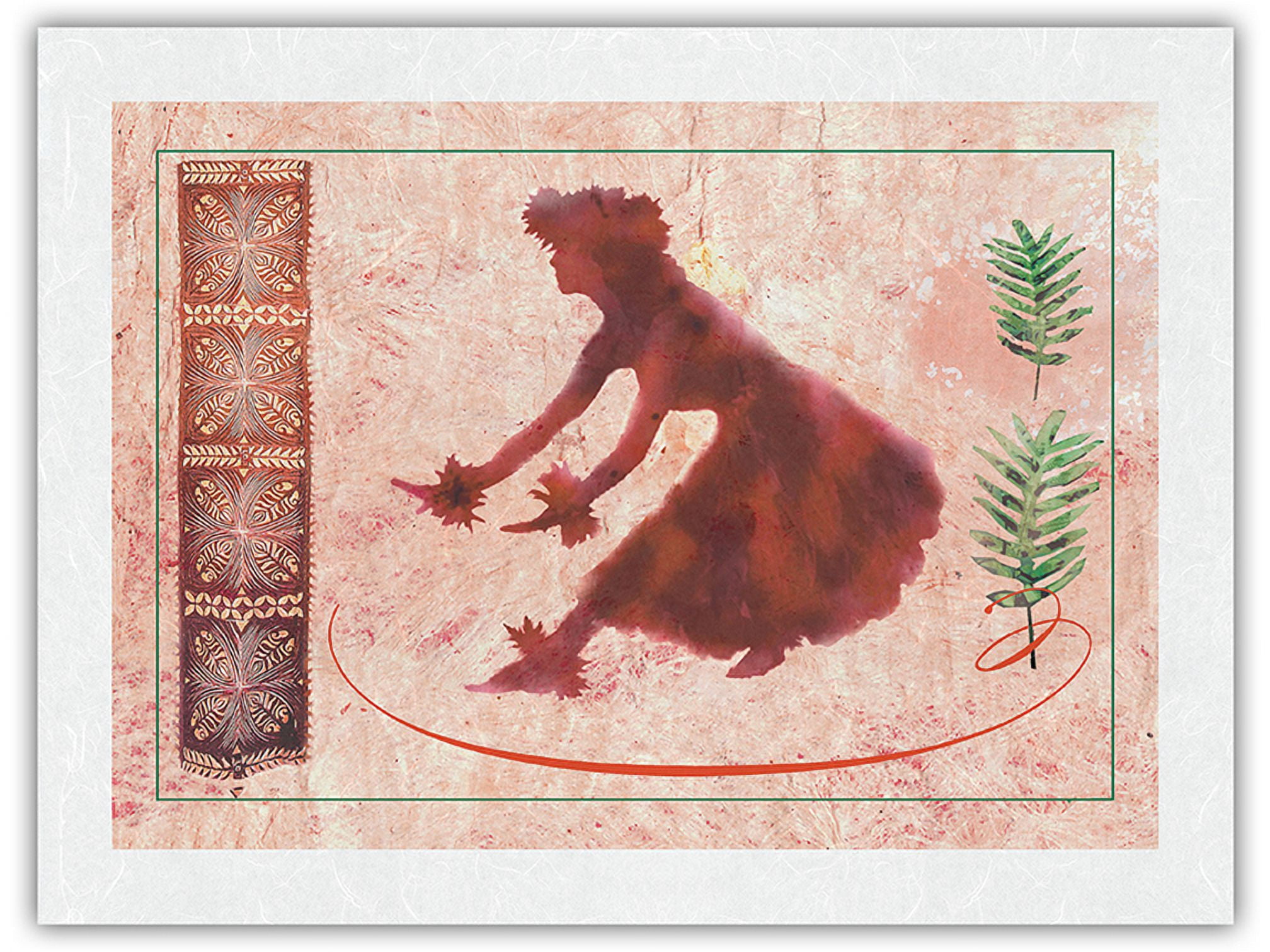 From the Ocean Comes My Song - Hawaiian Hula Dancer Silhouette and Tapa ...