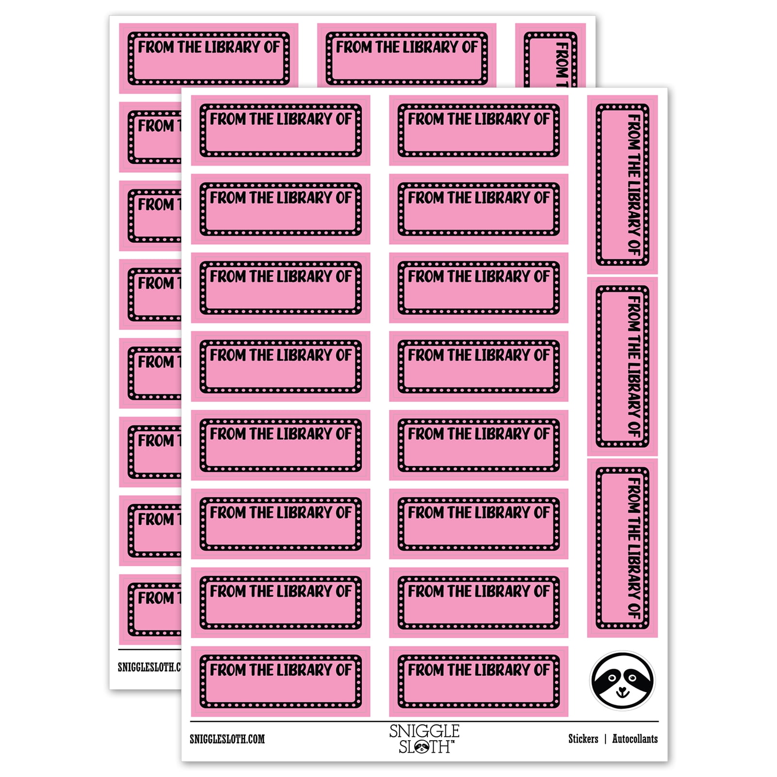 From the Library of Fun Border Book Sticker Set - Light Pink - Gloss ...