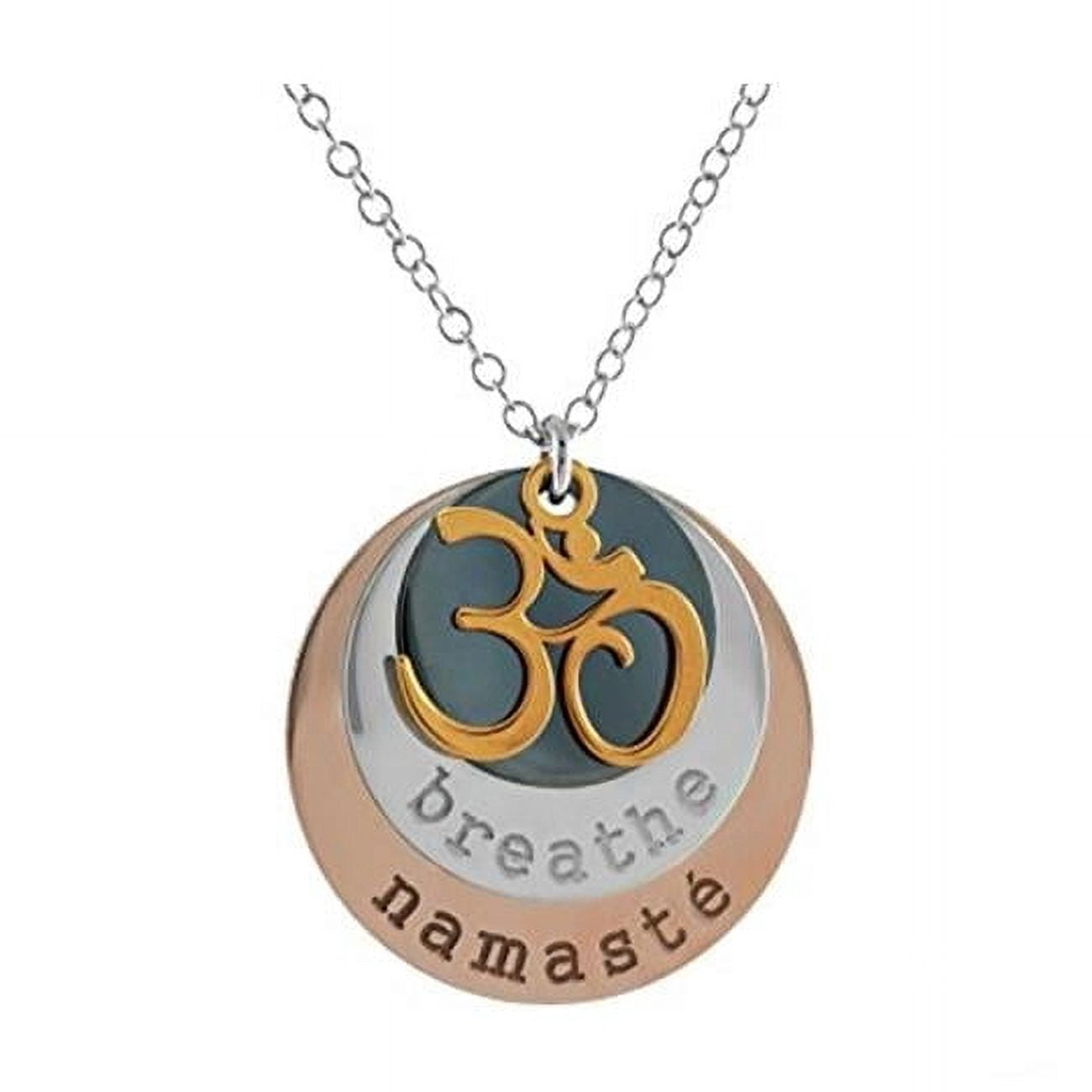 Netsilver 361130G 24 to 26 in. Ohm Breathe Namaste Pendant Necklace in ...