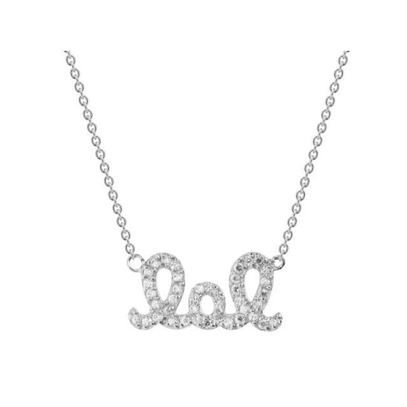 Fronay Collection Platinum Plated Sterling Silver Laugh Out Loud LOL CZ ...