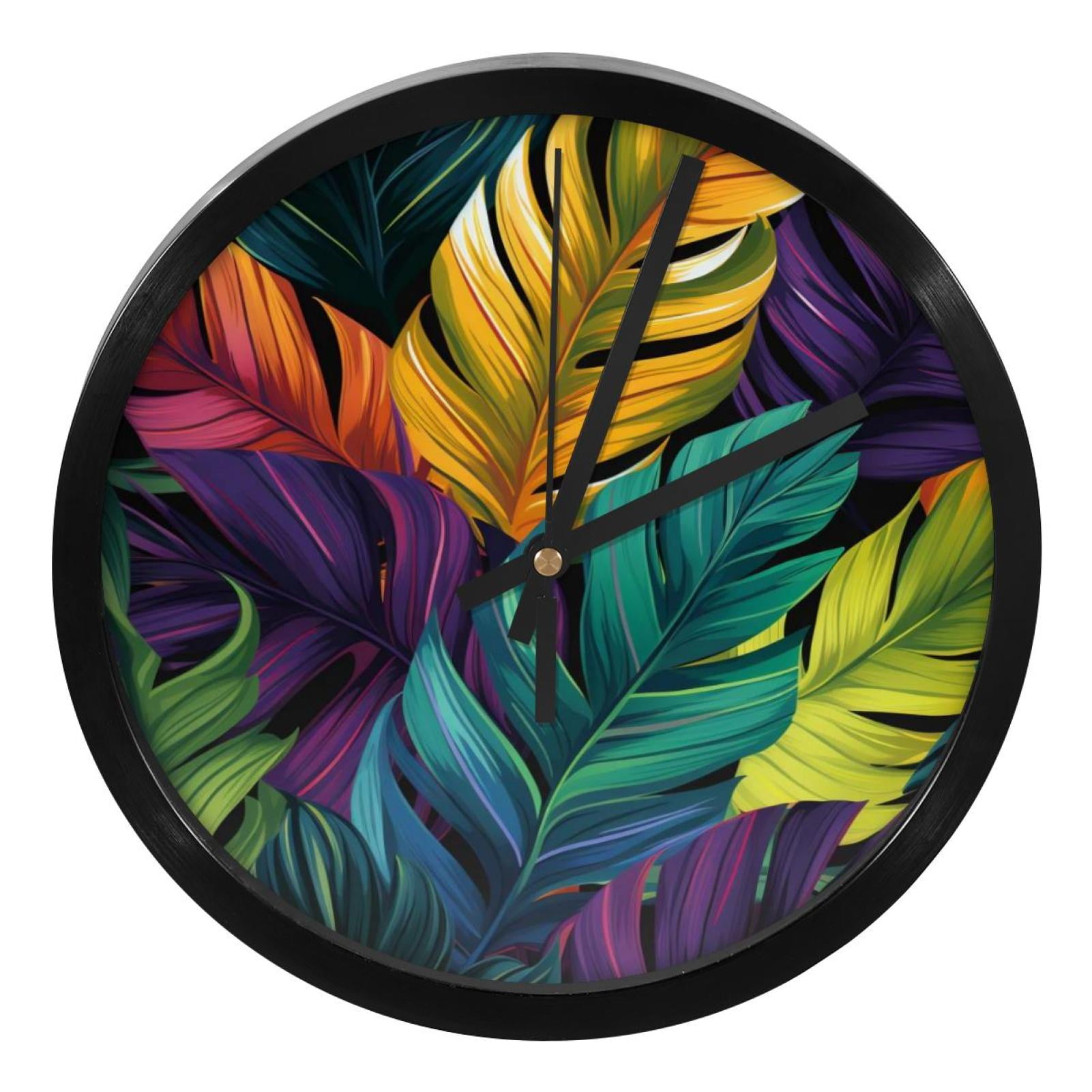 Frond 9.8 Inches Silent Wall Clock, Round Digital Battery Operated ...