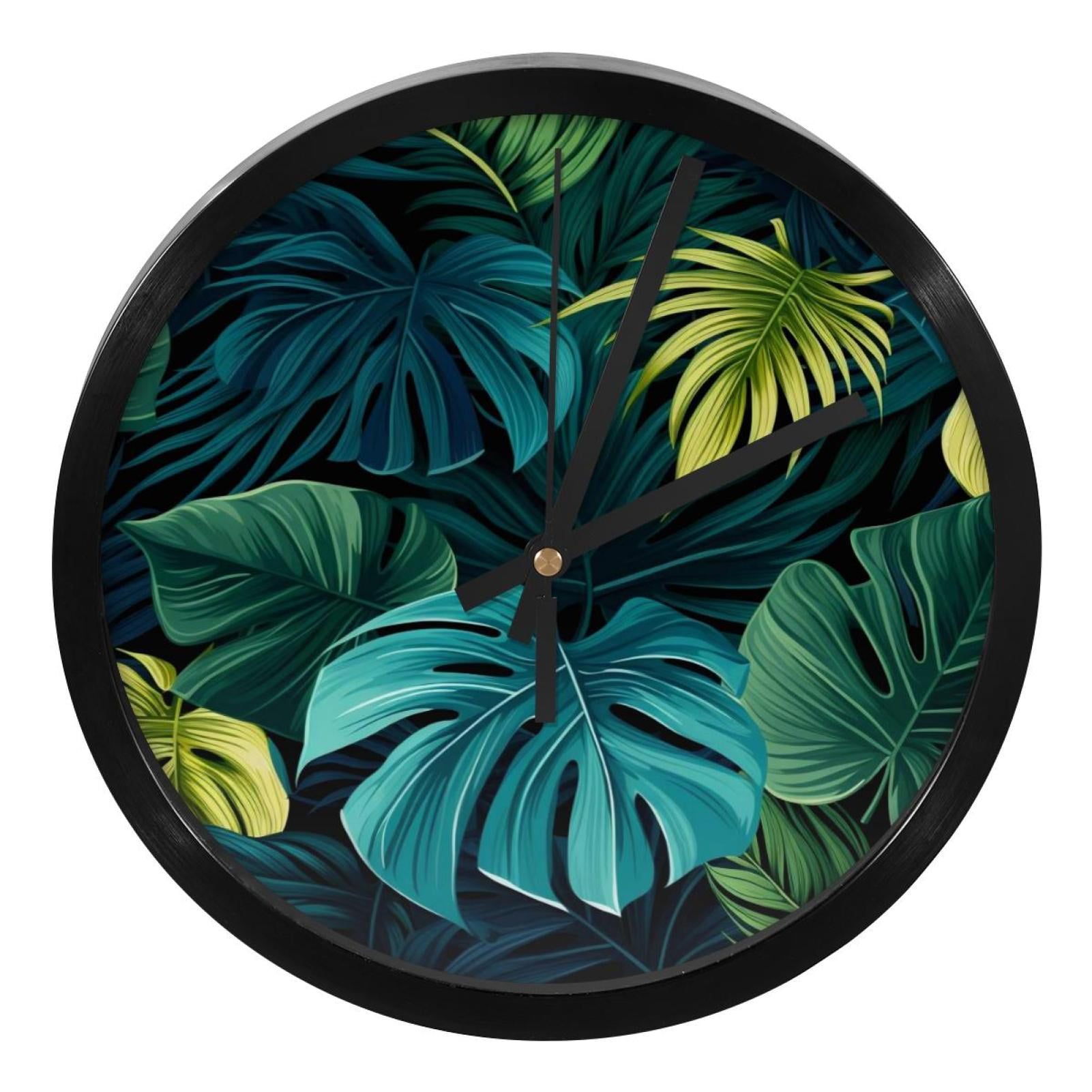 Frond Modern 9.8 Inch Wall Clock, Silent Non-Ticking Round Digital ...
