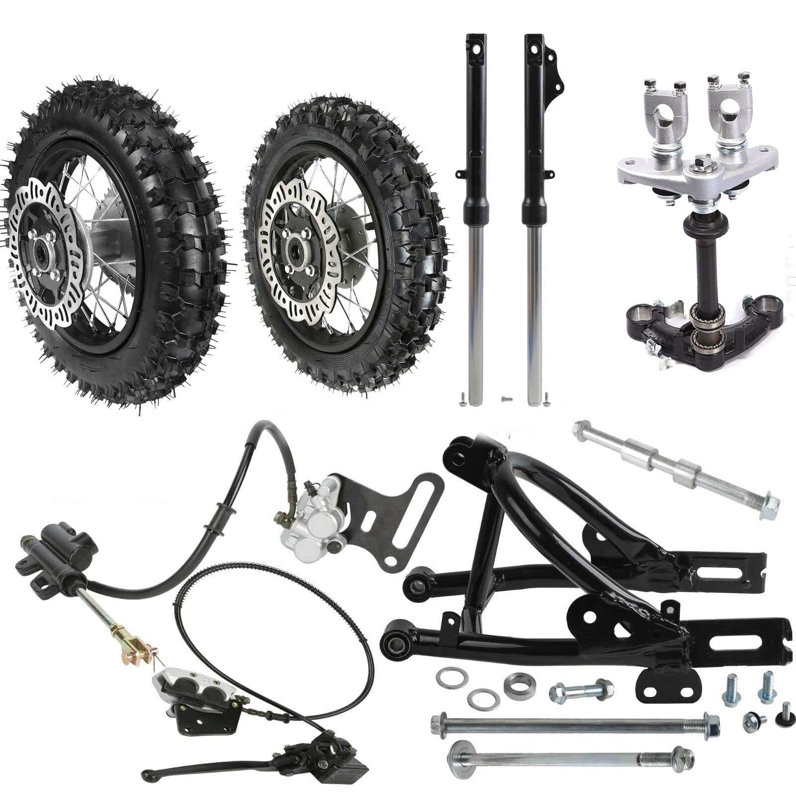 Front 2.50-10 Dirt Bike Tire & Rear 3.00-10 Tire 10" Tire Rim Wheels ...