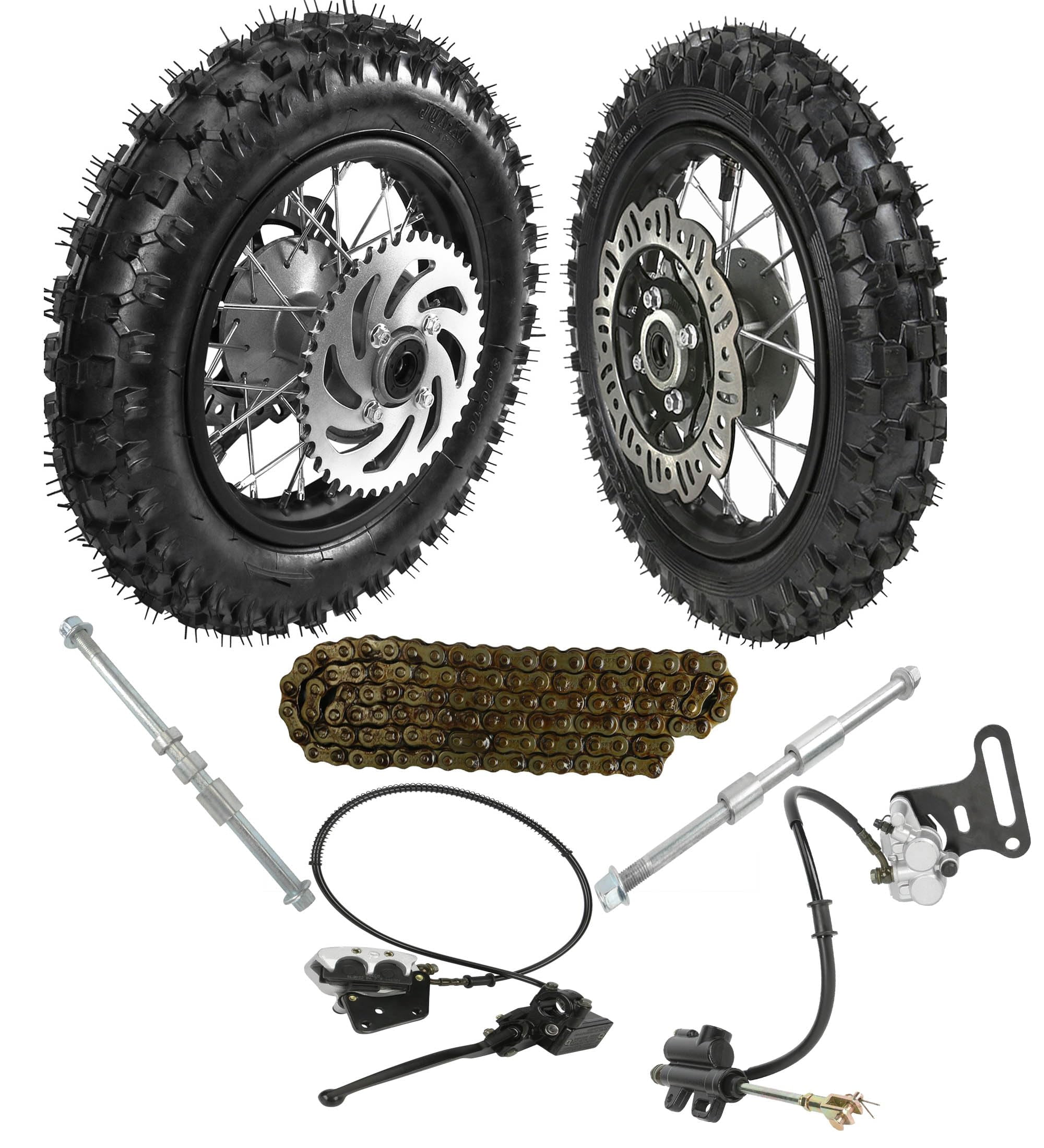 Front 2.50-10 & Rear 3.00-10 Tire and Rim 10" Wheels Disc Brake Kit ...