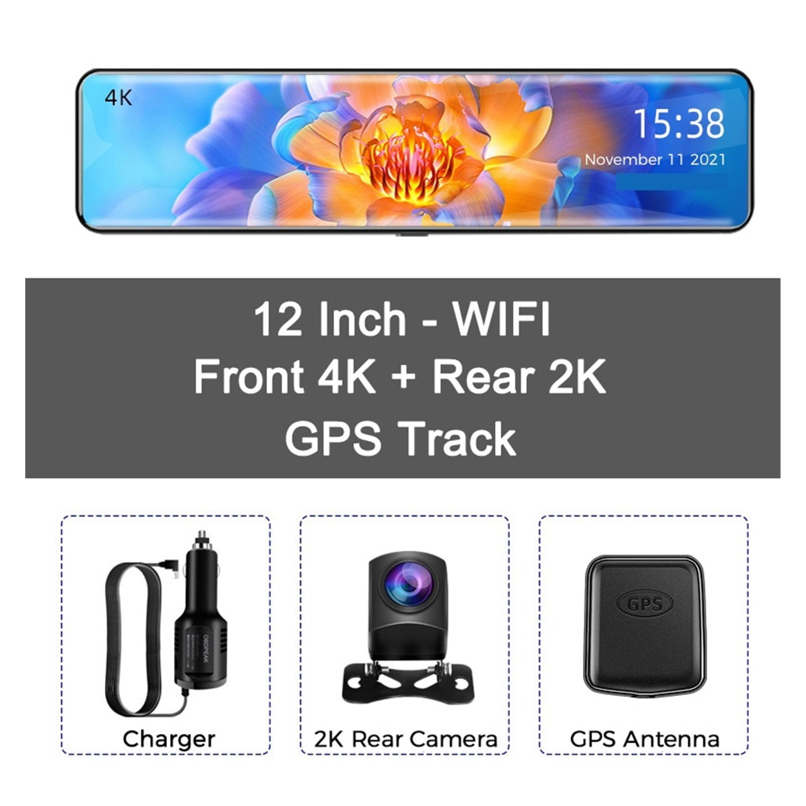 Front 4K 2160P Car Dvr Rear 2K 1440P Camera Rearview Mirror IMX415 ...