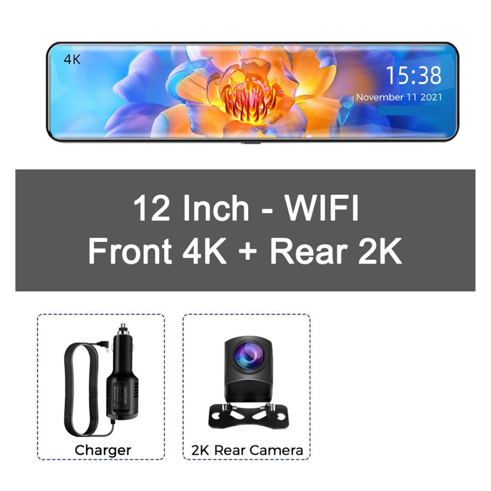 Front 4K 2160P Car Dvr Rear 2K 1440P Camera Rearview Mirror IMX415 ...