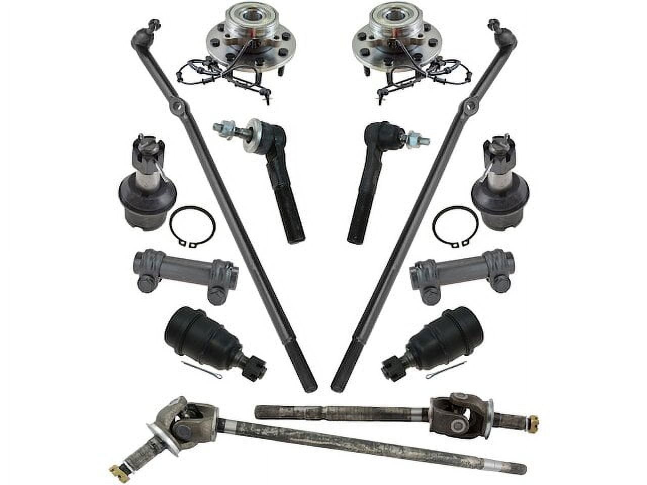 Front Axle Wheel Hub Ball Joint Tie Rod Kit 14 Piece - Compatible with ...