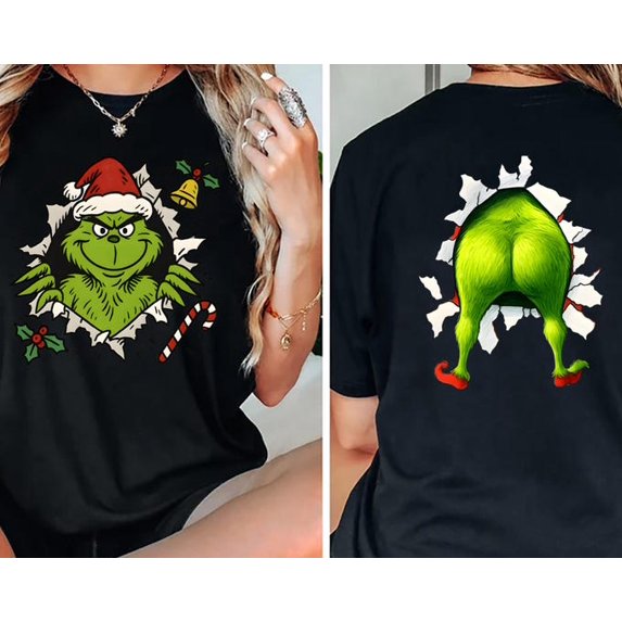 Front-Back Shirt, Two-Sided Santa Shirt, Family Sweatshirt, Women's ...