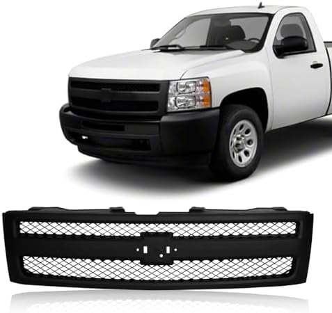 Front Black Grille Grill Compatible With 2007-2013 Chevrolet Silverado ...