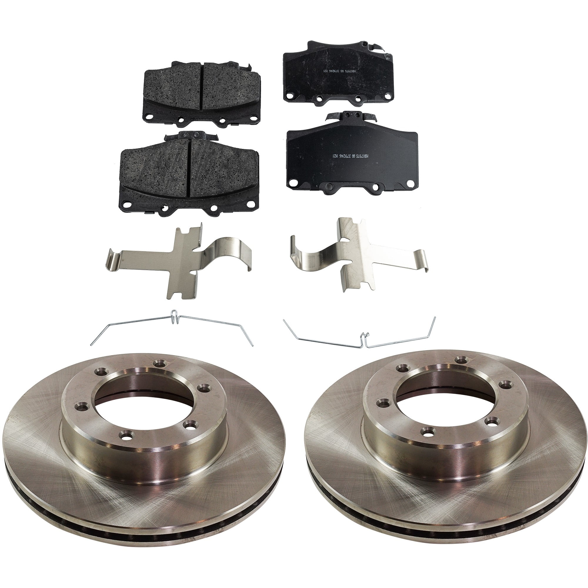 Front Brake Disc & Pad Kit Plain Surface 6 Lugs Cast Iron Ceramic Pad ...