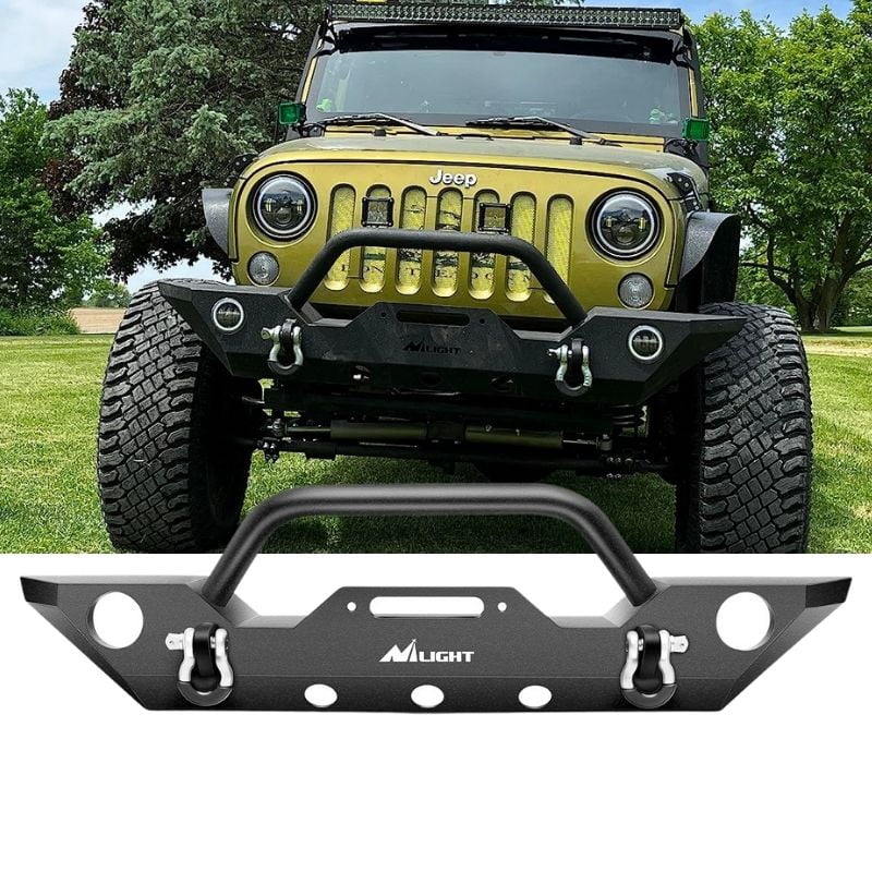 Front Bumper Compatible with Jeep Wrangler JK/JKU 2007-2018, Rock ...
