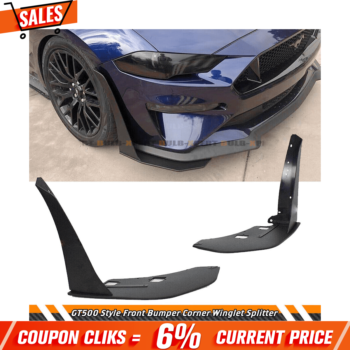 Front Bumper Corner Spoiler Winglet Splitters For 15-22 Ford Mustang ...