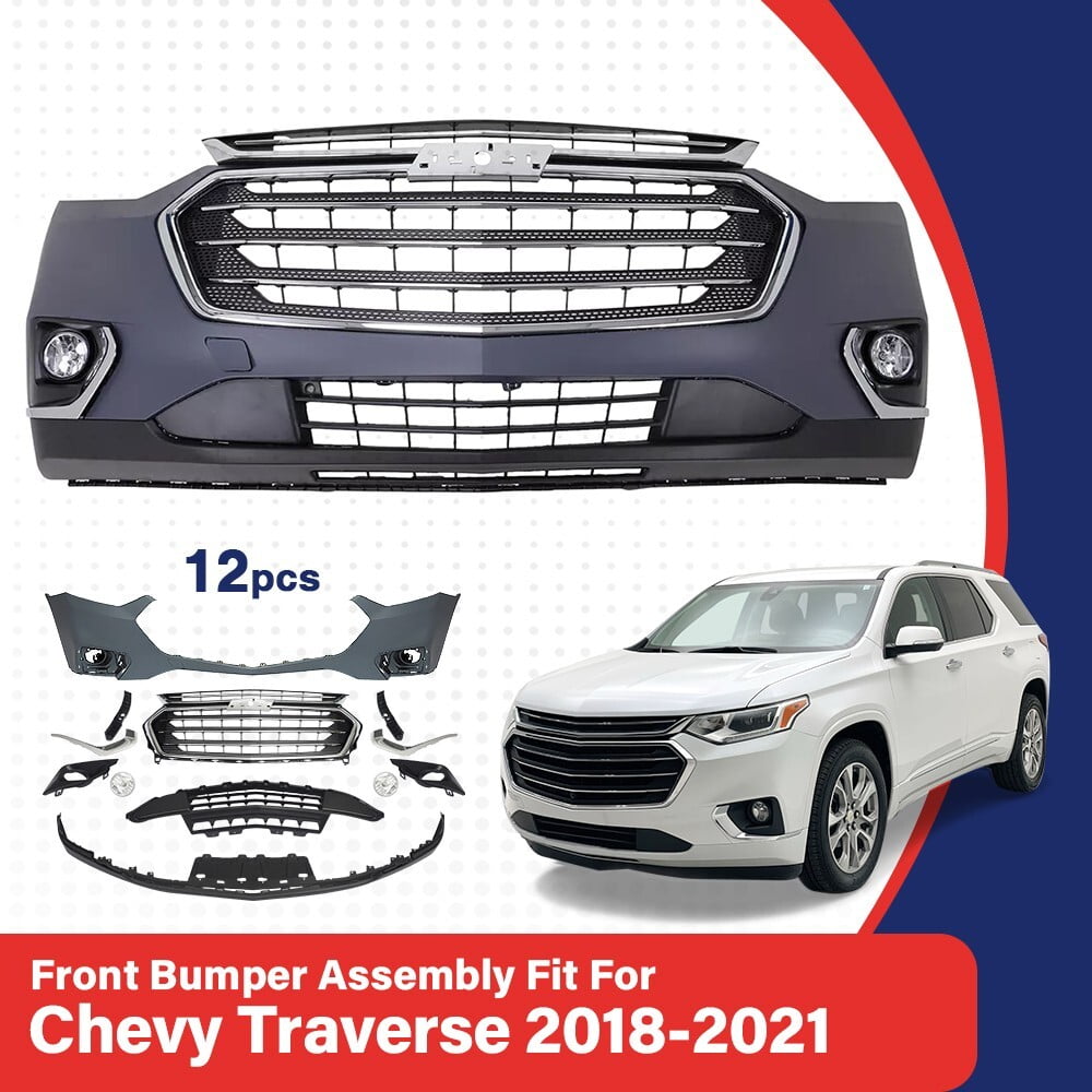 Front Bumper Cover Assembly Grille Kit For 2018-2021 Chevy Traverse w ...