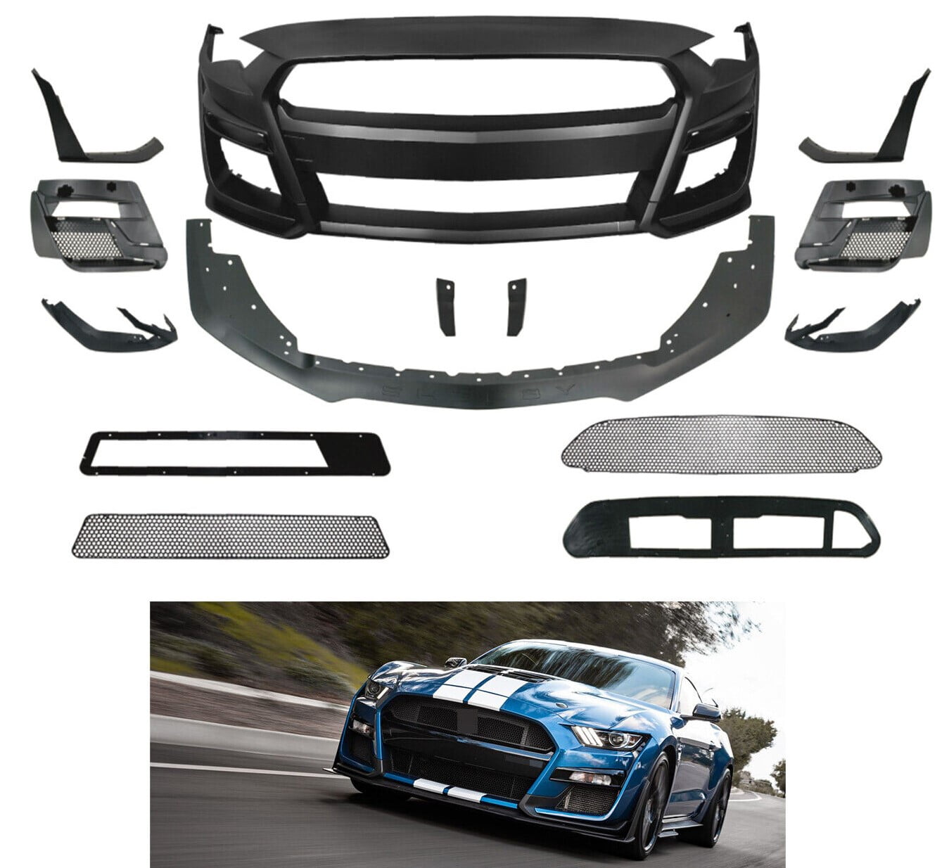 Front Bumper Cover Conversion Replacement For 2018-2023 Ford Mustang ...