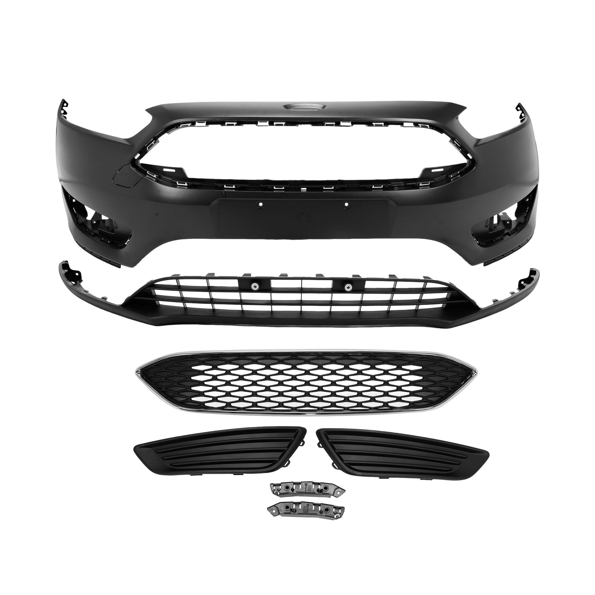 Front Bumper Cover For 2015-2018 Ford Focus S SE SEL With Grilles ...