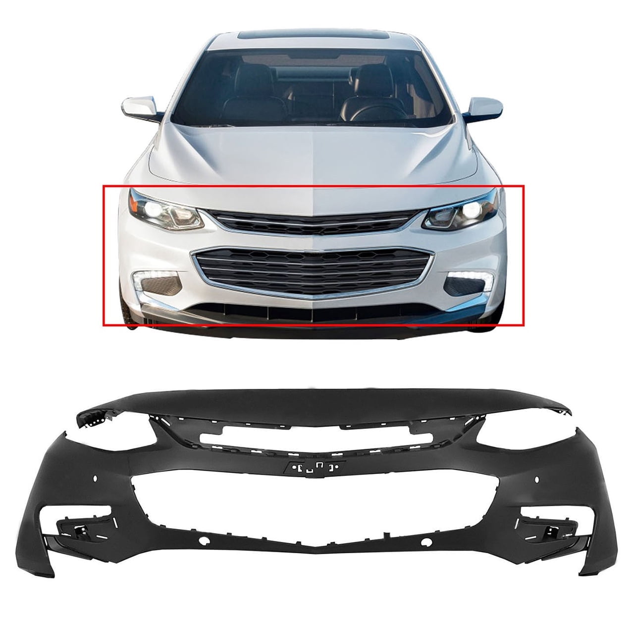 Chevrolet Unpainted Front Bumper Cover Fit for 2016-2018 Malibu LT ...