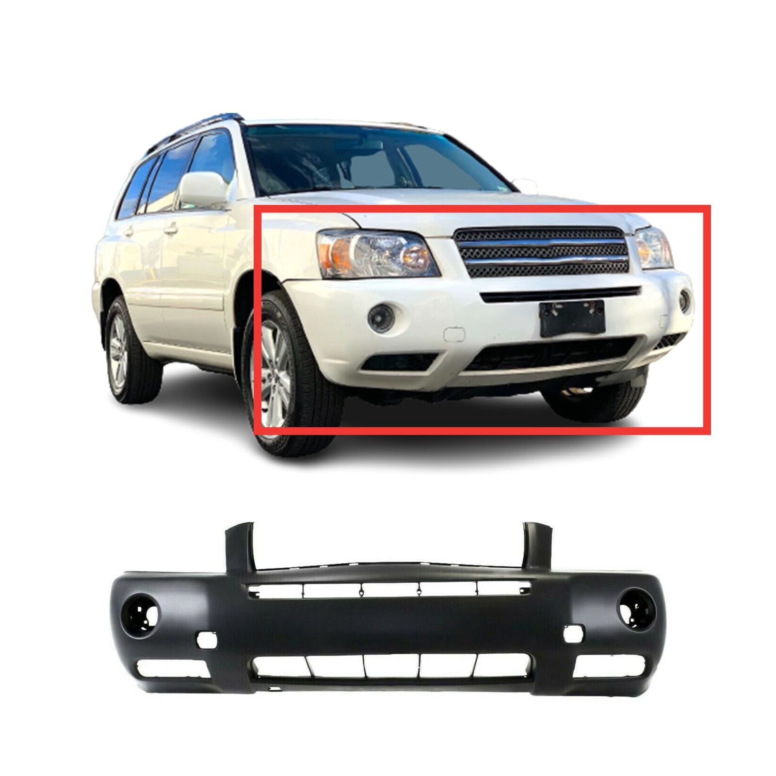 Front Bumper Cover with Fog Light Holes - Plastic Construction, Black Primed Finish - Walmart.com