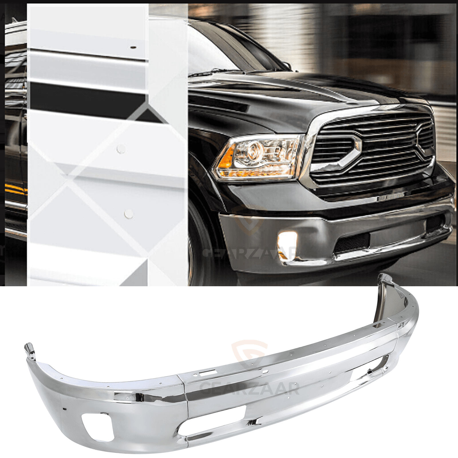 Front Bumper Face Bar Chrome For 2013-2018 Ram 1500 2019-24 Ram 1500 ...